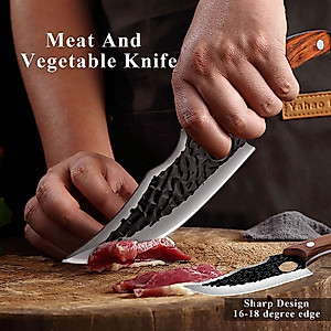 DRAGON RIOT Hybrid Viking Knife with Sheath Forged Boning Knife Multipurpose Meat Cleaver Butcher Knives Outdoor Camping BBQ Knife with Gift Box