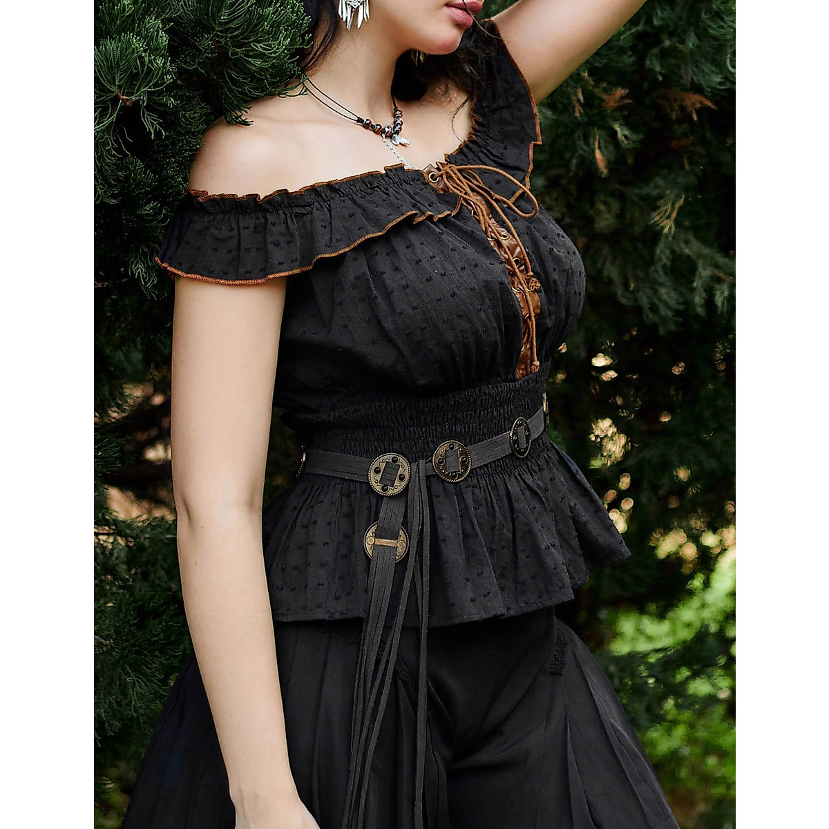 Scarlet Darkness Black Renaissance Belts for Women Costume Tied Belts Medieval Accessories Black