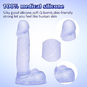 4 Inch Silicone Realistic Mini Dildo,Beginner Anal Plug,Soft Dildo with Curved Shaft and Balls,Sex Toy Women Men Couples.Experience Multi-Purpose Mini Style (Blue)