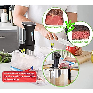 Sous Vide Bags Reusable 27Pcs, BPA Free Food Vacuum Sealer Bags, Food Storage Bags, Vacuum Zipper Bags for Sous Vide Cooking - 20Pcs Food Sealer Bags & 5 Air Valves & 2 Seal Clips (8.5X8.5 in) 1.4L