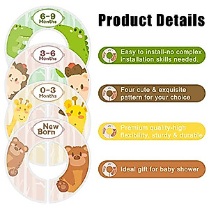 Upain Baby Closet Size Dividers for Clothes Set of 8 Nursery Floral Animal Starry Sky Clothes Organizer by Size/Ages from Newborn to Toddlers Wardrobe Hanger Dividers for Unisex Baby Girls Boys