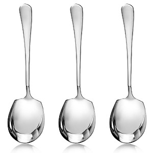 3 Pcs Large Serving Spoons, Stainless Steel Serving Spoon, Spoons Table Spoons, Long Handle Soup Spoons, Large Serving Tablespoons, Serving Spoons Set Kitchen Tool