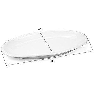 Yesland 2 Pack 14" Porcelain Large Oval Serving Plates, White Oval Serving Platters Dishes for Serving Food, Appetizers, Dessert, Meat, Sushi, Fish, Party