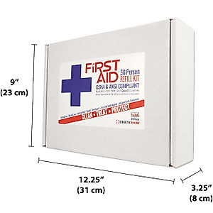 OSHA & ANSI First Aid Kit Refill/Upgrade, 50 Person, 208 Pieces, ANSI 2021 Class B - Includes Splint, Tourniquet, Tools, Single dose and More: Fill Your kit or use to Upgrade to Current regulations…