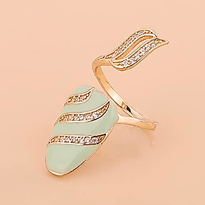Rumtock Knuckle Nail Ring Mint Nail Protecting Ring with CZ Crystal for Women Girls Finger Tip Manicure Jewelry