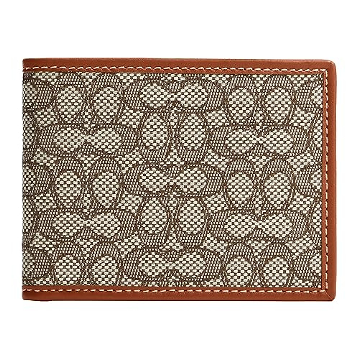 Coach Slim Billfold in Micro Signature Jacquard, Cocoa/Burnished Amber