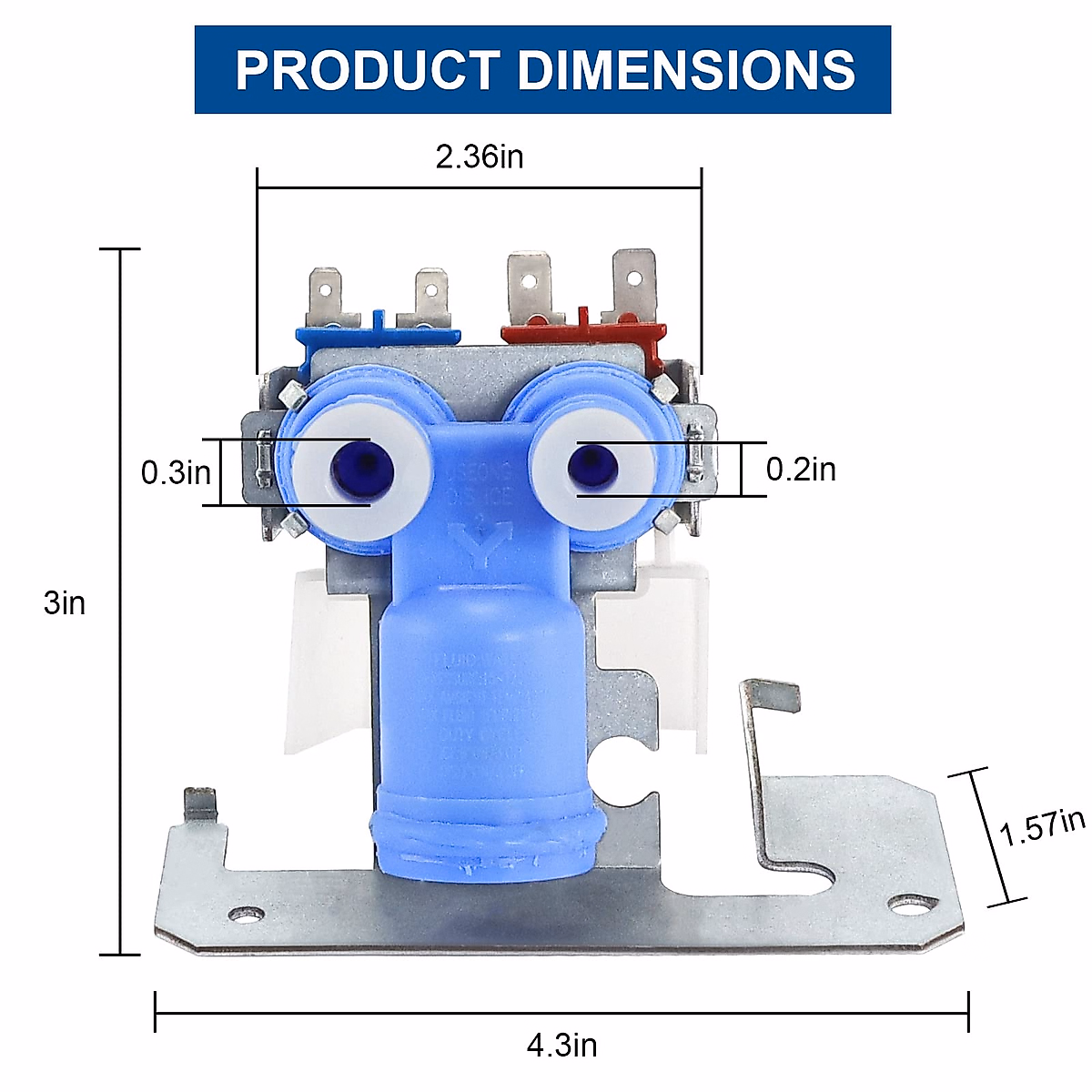 AMI PARTS WR57x10051 Water Inlet Valve fit for G-E KEN-MORE Refrigerator Replaces WR57X10018 WR57X111 WR57X119 WR57X92, WR57X98