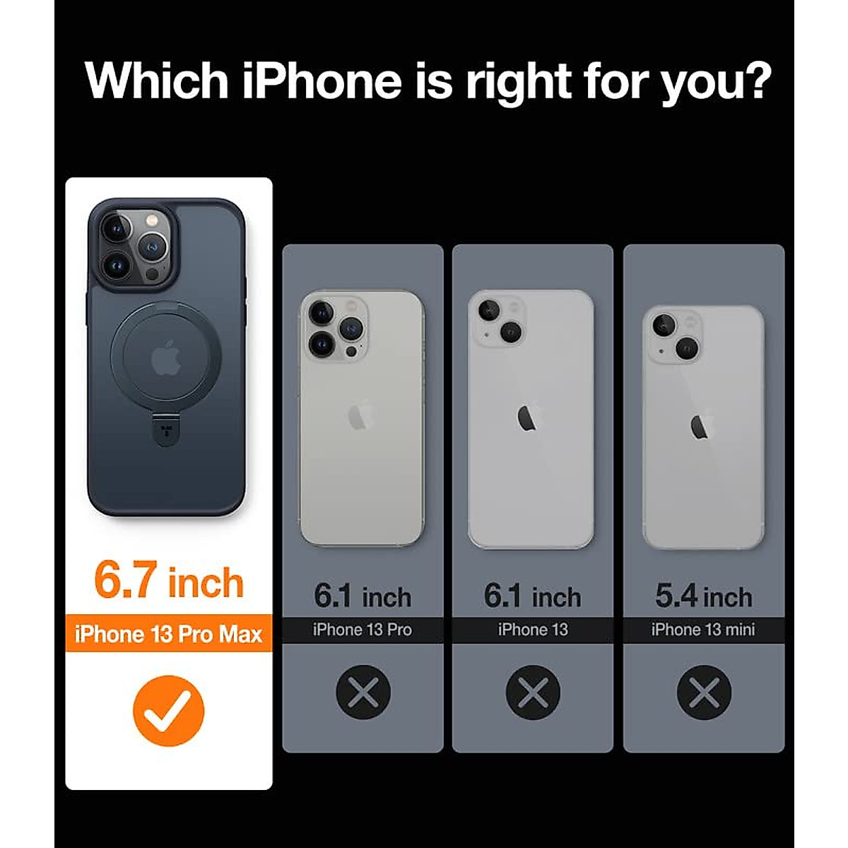 TORRAS Magnetic for iPhone 13 Pro Max Case [Compatible with Magsafe] with Stand, [Military Grade Drop Protection] Shockproof Translucent Back Slim Protective Phone Case (2021), Black