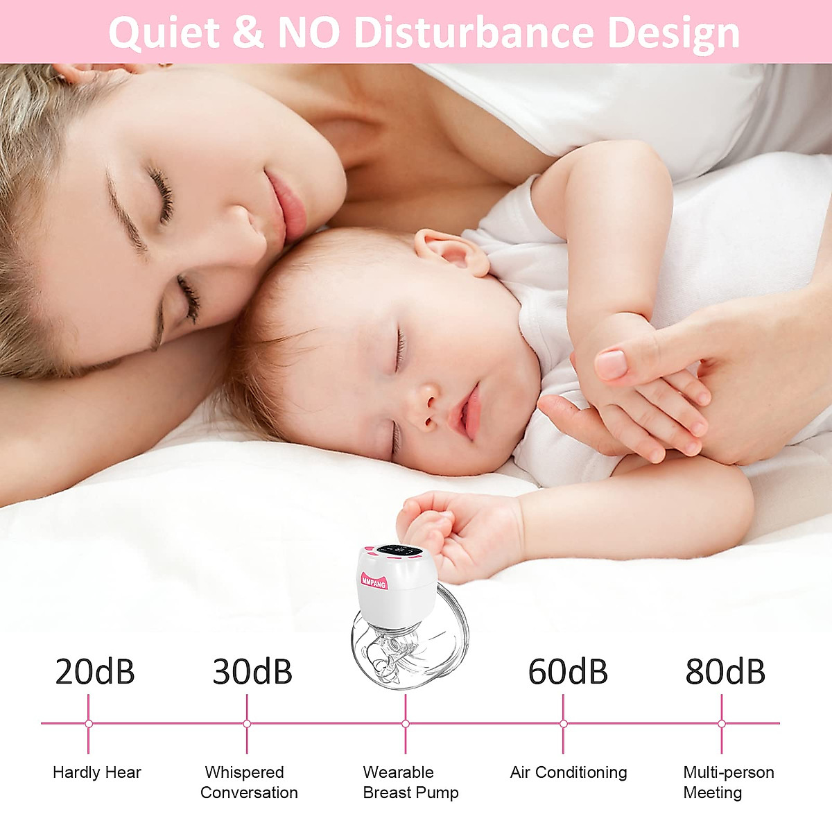 MMPANG Breast Pump Wearable,Electric Hands Free Breast Pump Leel,3 Modes & 9 Levels with LCD Display BPA Free, Low Noise Pumping Painless Breastfeeding Rechargeable and 19/21/24mm Flanges,Blue