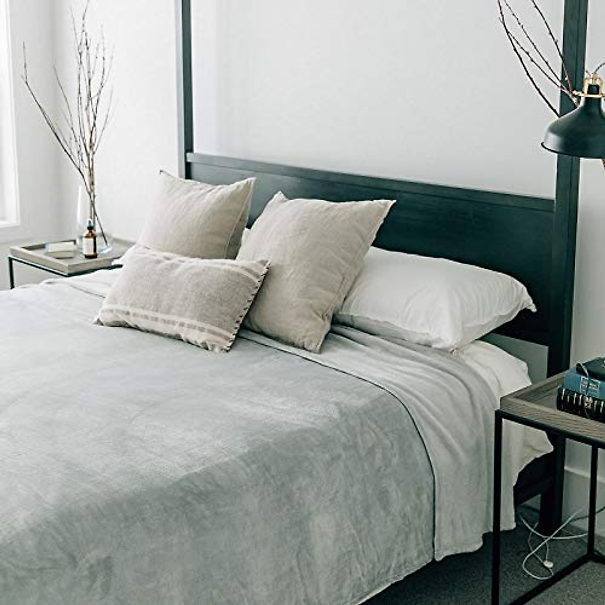 GRACED SOFT LUXURIES Bedding Fleece Minky Microfiber Soft King Blanket (Gray, King Size 108" x 90")