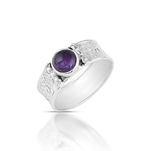 Sterling Silver 925 Band Ring For Women & Girls Natural Amethyst Band Ring Sterling Silver Anniversary Band Ring February Birthstone Purple Gemstone Band Ring