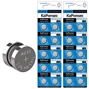 KaPonsec 20 Pack LR1130 AG10 389 1.5V Button Coin Cell Battery
