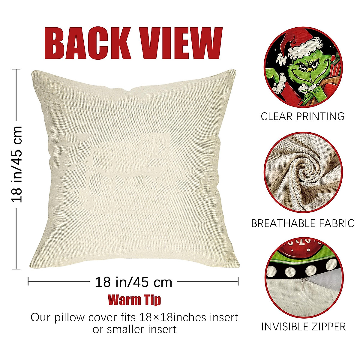 Fahrendom Merry Christmas Decorative Throw Pillow Covers 18 x 18 Set of 4, Xmas Pine Tree Ornament Joy Believe Porch Outdoor Pillowcase, Black Green Polka Dot Winter Holiday Cushion Case Home Decor