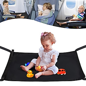 Ximepayu Upgraded Waterproof Airplane Bed for Toddlers, Child Airplane seat Extender, Essential for Babies and Children Airplane Travel, Lightweight and Foldable (Black)
