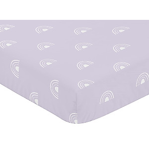 Sweet Jojo Designs Lavender Purple Boho Rainbow Girl Fitted Crib Sheet Baby or Toddler Bed Nursery - Light Lilac and White Celestial Sky Outdoors Nature Girl Shabby Chic