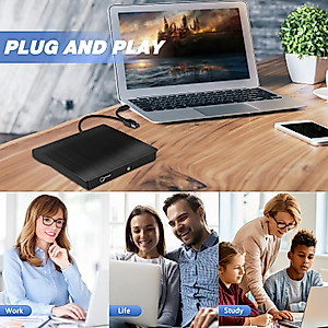 Gotega External DVD Drive USB 3.0 Type C USB C Portable CD/DVD +/-RW Disk Drive External DVD Player for Laptop CD/DVD ROM Burner Reader Compatible with Desktop PC Windows Linux OS Apple Mac