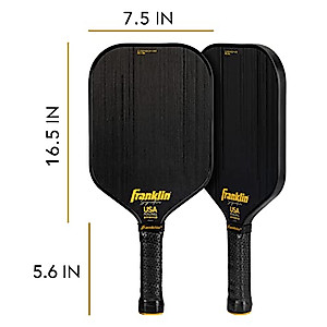 Franklin Sports Pro Pickleball Paddles - Signature Series Carbon Fiber Pickleball Paddle - USA Pickleball (USAPA) Approved Tournament Pickleball Paddle - 17mm Polypropylene Core Pro Racket - Black
