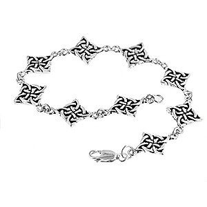 North Star Celtic Knot Sterling Silver Link Bracelet, 7"