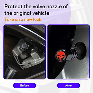 ZKFAR Pack-4 Skull Car Wheel Tire Valve Stem Caps, Universal Dust Proof Valve Stem Covers, Car Air Valve Caps Cover (Red)