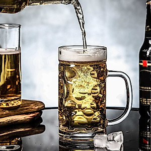 Glass Beer Stein Mugs Jumbo Mugs,German Glass Beer Mugs With Handle 1.2Liter,Big Freezable Glass Mugs 40oz,Extra Large German Beer Glasses,Beer Stein Super Mug Mass Mugs BPA Free,Dishwasher Safe 2Pack