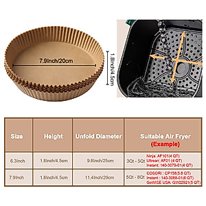 Air Fryer Disposable Paper Liner, 100PCS [ Large Size ] Non-stick Disposable Liners for 5-8QT Air Fryer