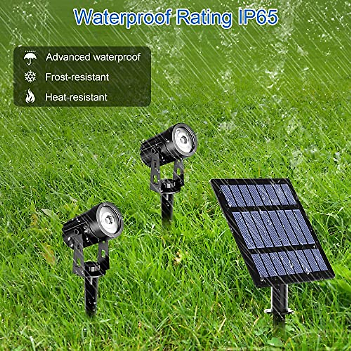 T-SUN 2W Solar Spotlights, LED Solar Powered Landscape Lights Outdoor Waterproof Solar Security Wall Lights Auto ON/Off Dual Head Light for Garden Yard Patio(Cold White)