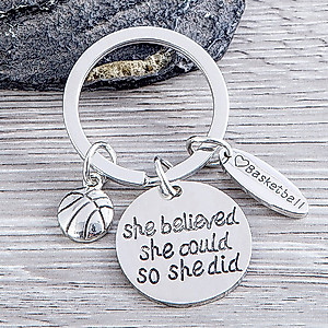 Infinity Collection Basketball Keychain- Girls Basketball Gift, She Believed She Could Basketball Jewelry For Female Basketball Players & Coaches