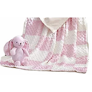 Newborn Blanket & Bunny Girl Gift Set, Ultra Soft and Cuddly, Pretty in Pink, Baby Plush Polka dot, (Pink) This Could be The Baby's Best Friend for a Lift time.
