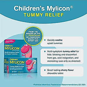 MYLICON Children's Tummy Relief for Kids, 24 Cherry Flavored Chewable Tablets