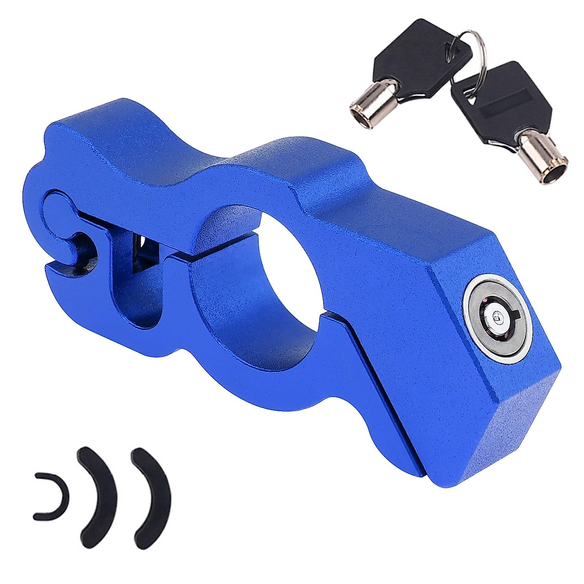 Windance Motorcycle Anti Theft Lock,Heavy Duty Front Brake Lock,Throttle Grip Clutch Brake Lever Handlebar Protection (Blue, L)