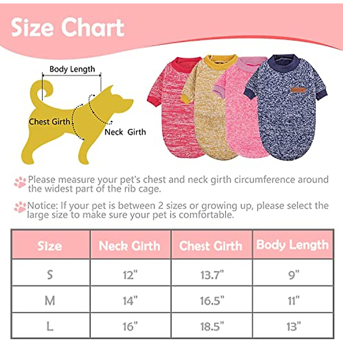 KOOLTAIL Dog Sweater Winter Clothes 4 Pack - 4 Colors Soft and Warm Suitable for Tiny Small Medium Dogs Puppy Pet Fall Sweaters Fashionable