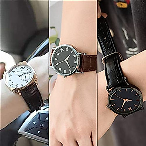 通用 Unisex-adult Watch Band, Alligator Leather Watch Strap with Stainless Steel Buckle, Calfskin Replacement Strap for Watch's Band and Women's Watch Band (22mm, Black)