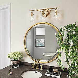 KSANA Gold Bathroom Light Fixtures, 3-Light Vanity Light Fixtures with Clear Glass