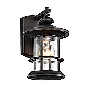 MICSIU Oil Rubbed Bronze Outdoor Light Fixture Wall Mount, Exterior Wall Mounted Light Fixture with Clear Seedy Glass, 10" Exterior Lights for House, Front Porch, Patio, Backyard