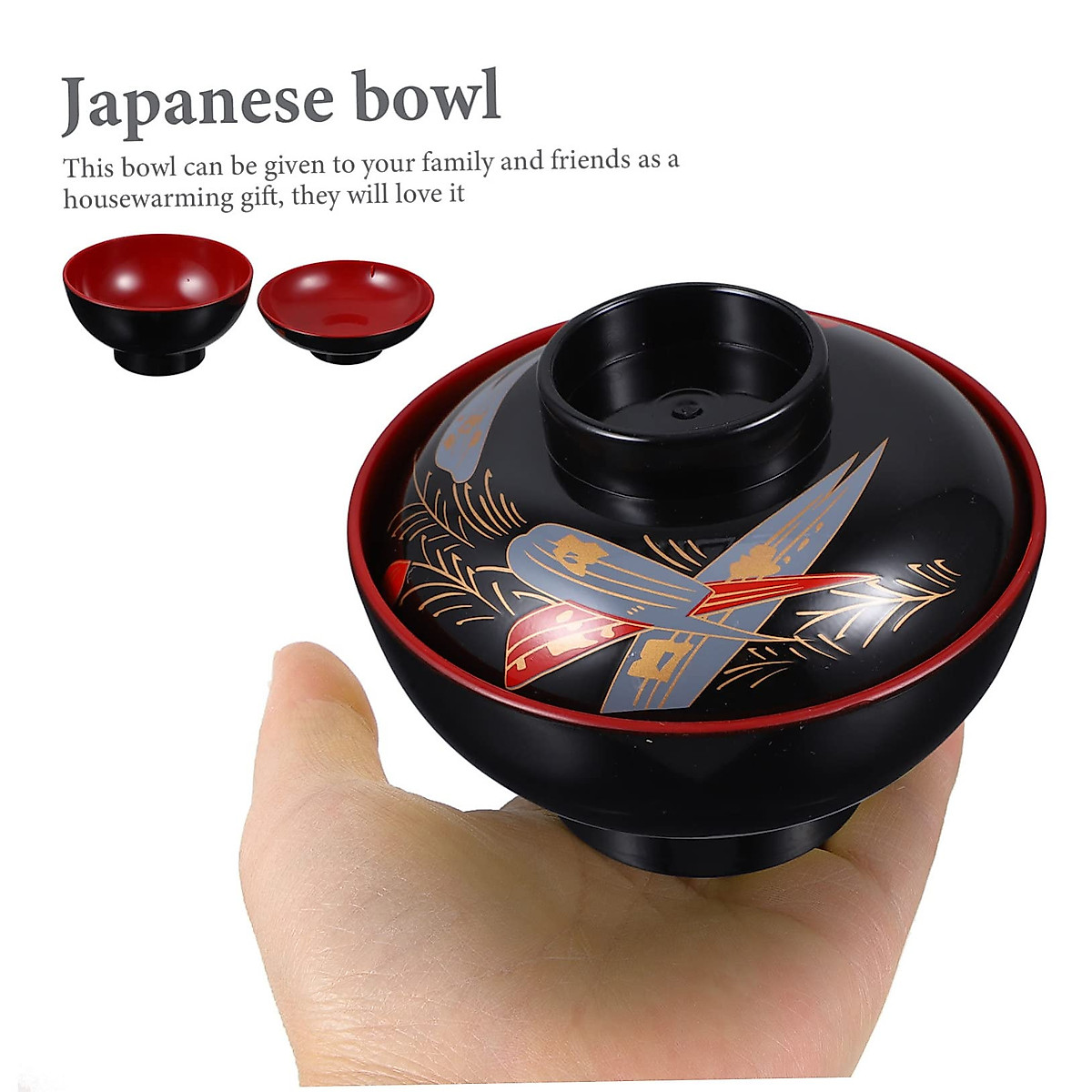 KICHOUSE Japanese Rice Bowl Miso Bowl Small Soup Bowl Flower Bowl Plastic Japanese-style Asian Bowl