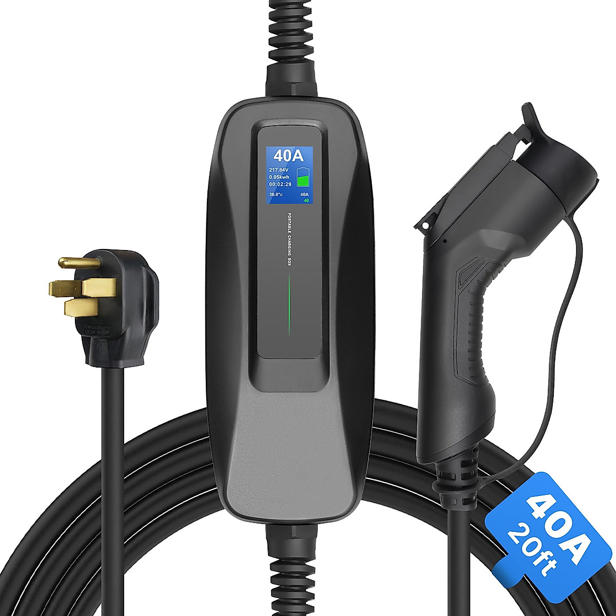 Morec Level 2 EV Charger - ETL Certified, 40Amp 220V-240V NEMA 14-50 with 20FT Charging Cable, Electric Vehicle Charging Stations, Portable Electric Car Charger for All SAE J1772 Cars