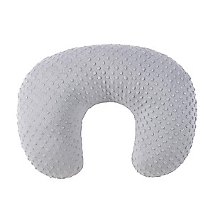 QUENESS Nursing Pillow Cover Breastfeeding Pillow Cases Minky Dot Slipcover (Gray)