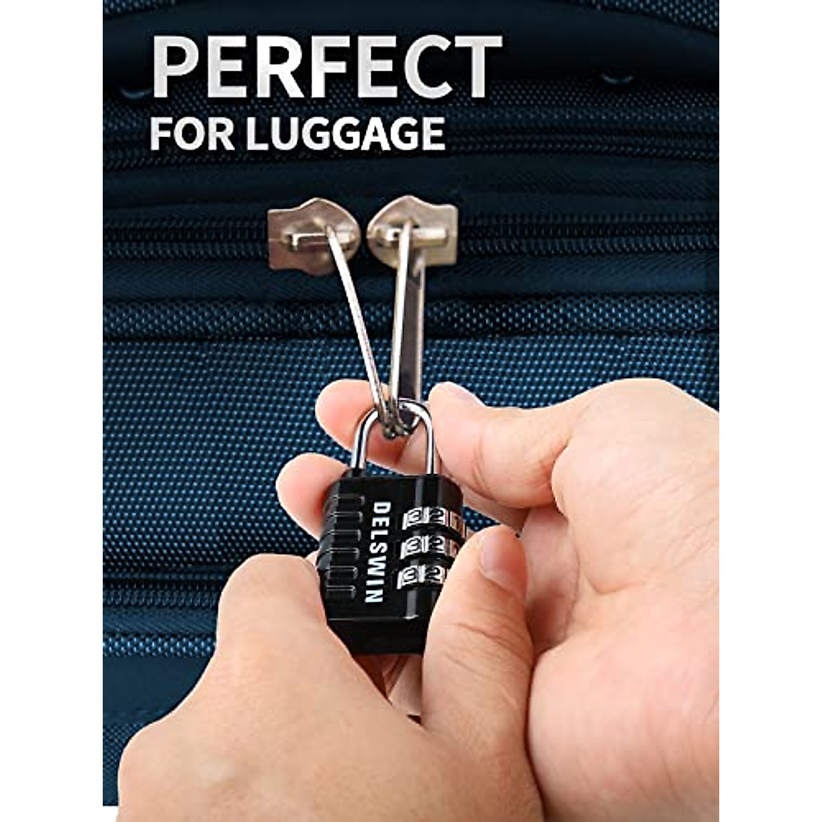 DELSWIN Combination Lock 3-Digit Small Padlock - 4Pcs Resettable Combo Lock for School Gym Locker, Outdoor, Fence, Gate, Waterproof Luggage Locks for Travel Backpack