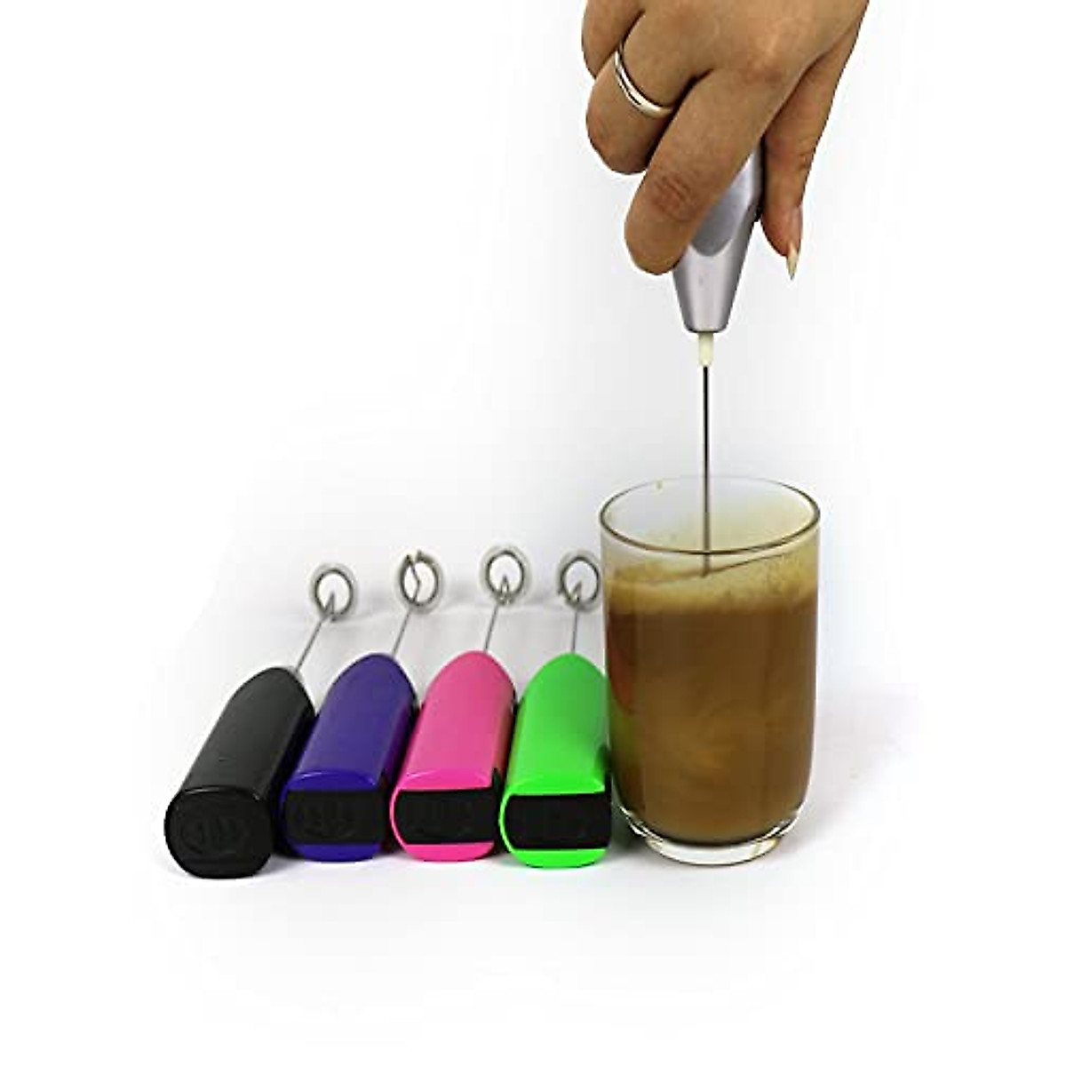 Powerful Mini Hand Mixer Milk Frother Hand Wand Blender Whisk for Coffee, Mini Foamer Perfect for Cappuccino, Frappe, Matcha, Hot Chocolate Coffee or Latte (Black)
