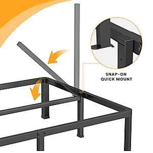 14 Inch Queen Size Platform Bed Frame with Under-Bed Storage Space, Heavy Duty Metal Bed Frame No Box Spring Needed, Sturdy Round Corner Bed Frame Strong Bearing Capacity, Easy Assembly, Noise Free