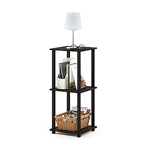 Furinno Jaya Simple Home 3-Tier Adjustable Shelf Bookcase, Espresso & Simplistic Set of 2 End Table, Espresso/Black