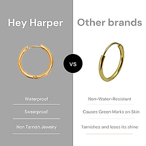 14k Gold Plated Hoop Earrings for Women Trendy Waterproof Sweatproof No Tarnish Jewelry Hey Harper