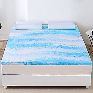 3 Inches Memory Foam Mattress Topper, Gel Infused Ventilated Bed Topper, Soft Foam Topper for Pressure Relieving (Queen)