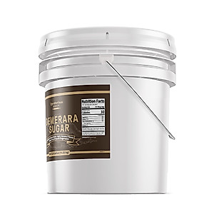 Demerara Sugar By Unpretentious Baker, 3.5 Gallon Bucket, Food Storage, Raw First-Pressed Sugarcane Crystals For Drinks & Baking (25 Pounds)
