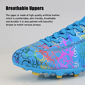 Juzecx Men Cleats Women Football Boots FG/AG Soccer Shoes High-Top Firm Ground Turf Athletic Lightweight Breathable Professional Shoes Blue 11 Women/10 Men