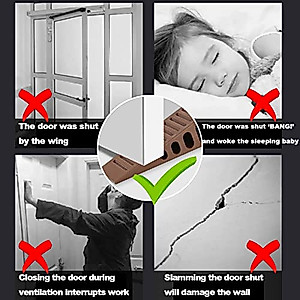 XQDWX Rubber Door Stopper, Anti-silp Soft TPR Sturdy Stackable Door Stop Wadge for Bottom of Heavy Duty Door on Multi Floor Carpet Concrete Tile Wood, 3 Pack Brown, 205DS-BR-3