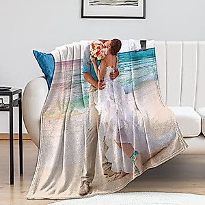 AMAPARK Custom Blanket with Photo Text Personalized Throw Blanket Customized Blanket for Her for Him Flannel Blankets Father's Day Mother's Day Birthday Valentines, 1 Photo, 40"x50"