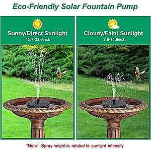 Upgraded Solar Water Fountain, GAIZERL 3.5W Solar Fountain Pump for Bird Bath with Battery Backup, Floating Solar Powered Fountains with 4 DIY Fixed Sticks & 7 Nozzles for Birdbath Garden Pond