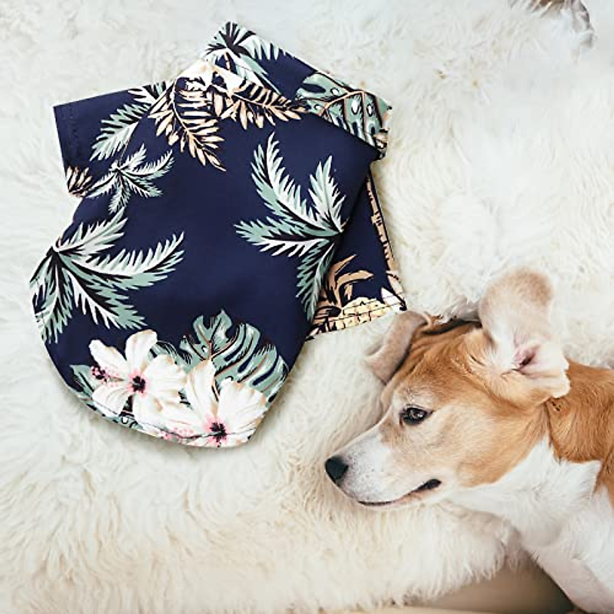 Pet Summer T Shirts Hawaii Style Floral Dog Shirt Dog Sweaters for Small Dogs Fleece Puppy Clothes Boy Girl Winter Warm Dog Sweater Extra Small Dog Clothing