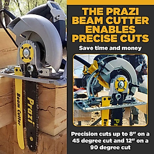 Prazi 12" Beam Cutter Attachment for Circular Saws – For 7-1/4" Circular Saws, Non-Worm Drive – American Owned Company – Increase Cut Depth from 2-1/2” to 12”